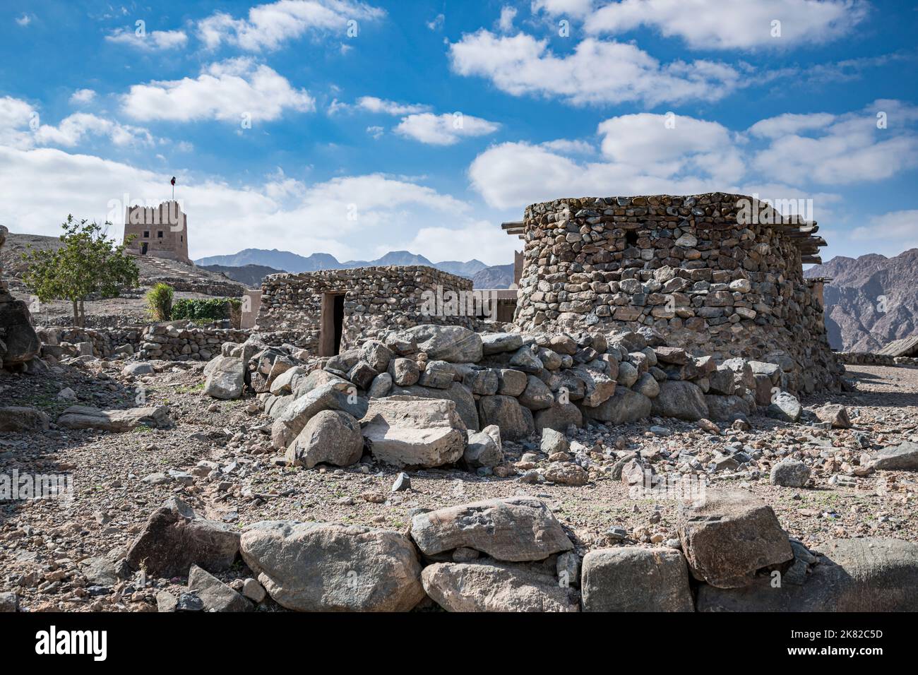 Houses and building beside Al Hayl (Hail) Fortress which occupies an ...
