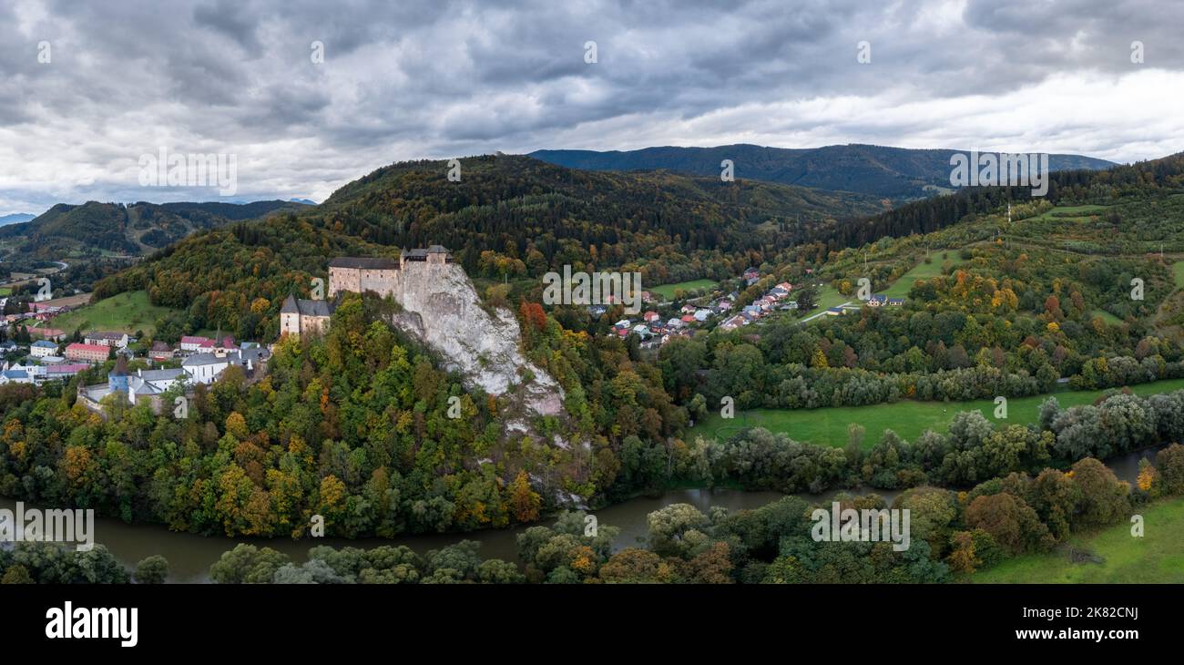 Oravsky Podzamok, Slovakia - 28 September, 2022:panorama landscape of ...