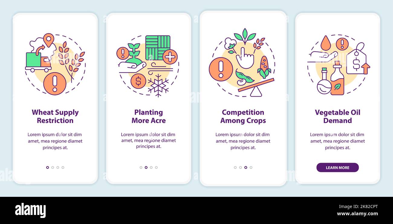 Agriculture Problems Onboarding Mobile App Screen Stock Vector Image