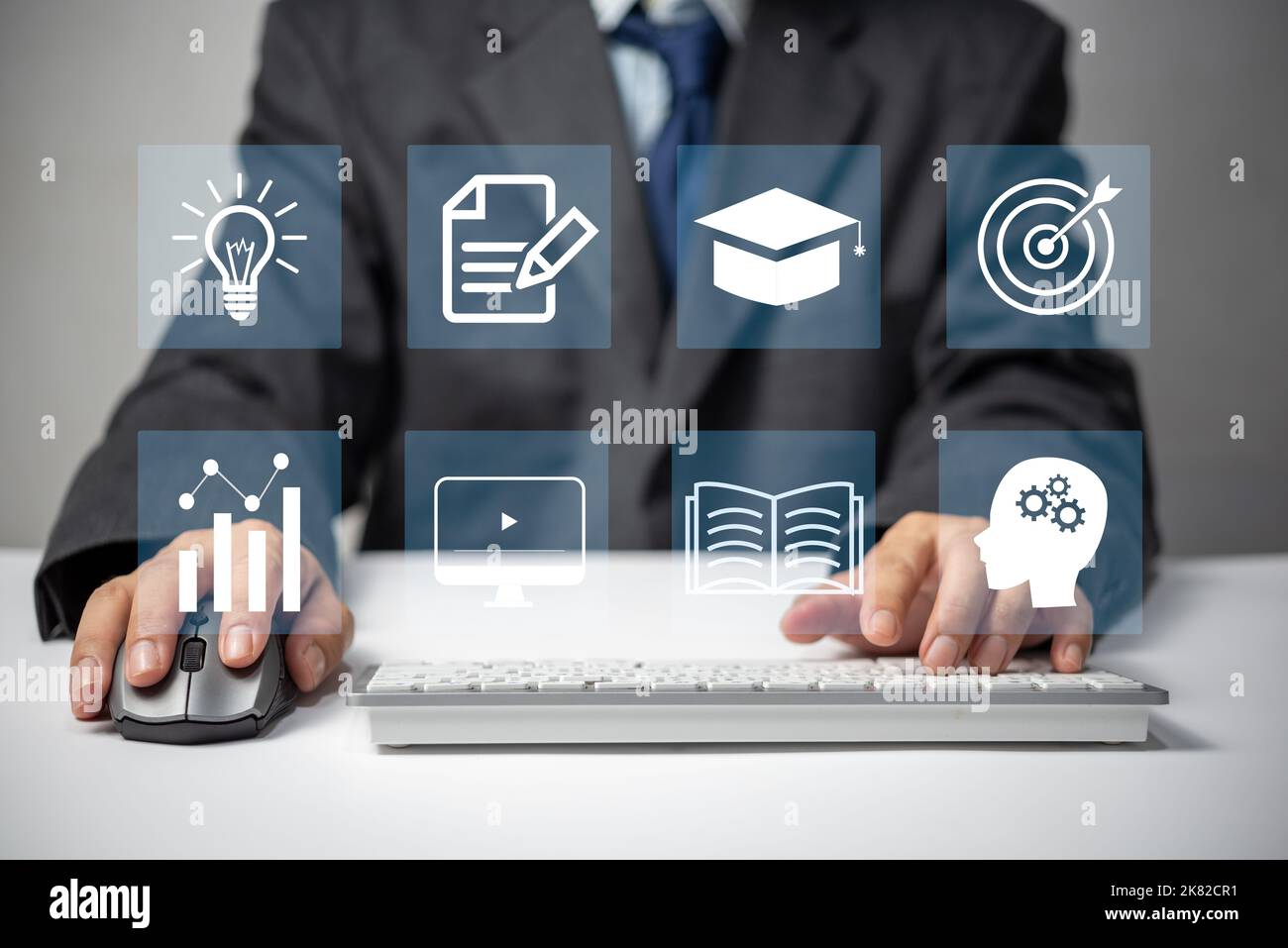 Digital internet technology online lessons screen. E-learning education ...