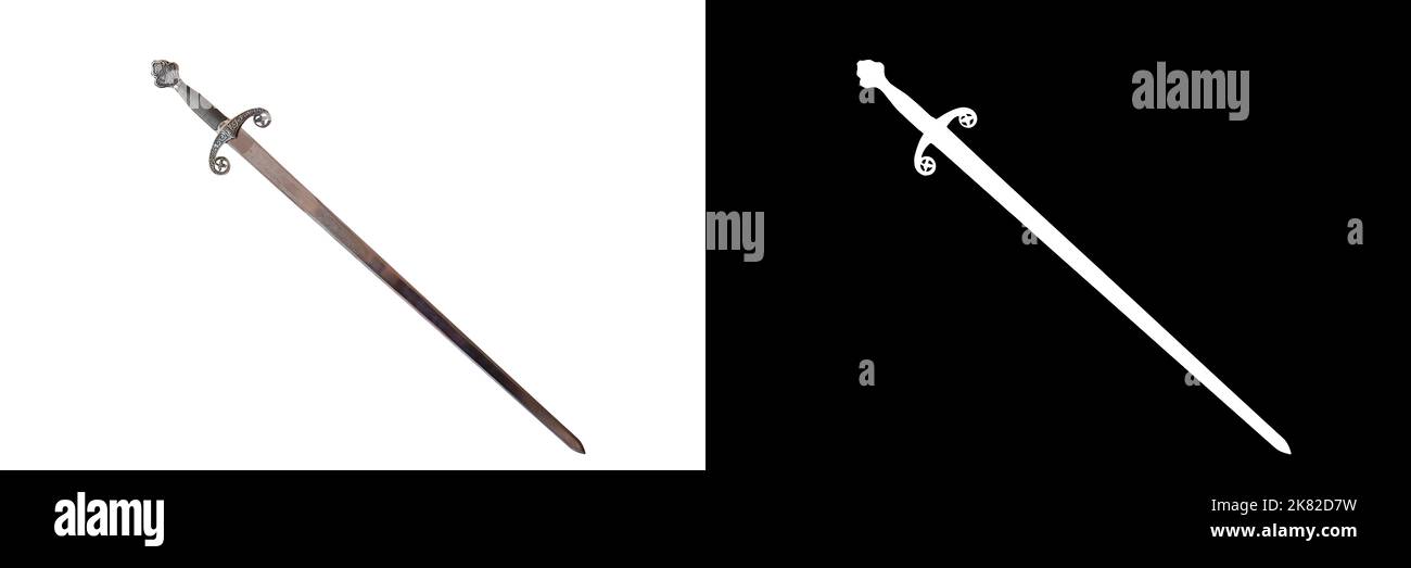 Antique spanish sword of medieval period isolated on white background ...
