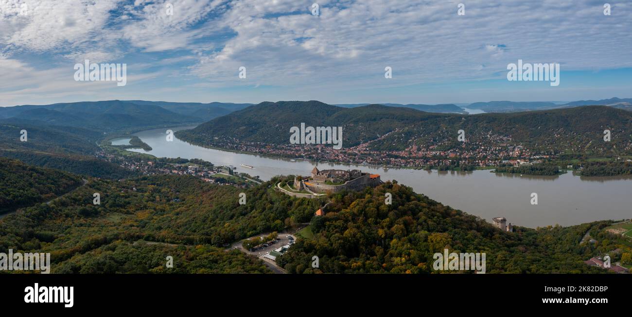 Visegrad, Hungary - 6 October, 2022: panorama landscape of the Danube ...