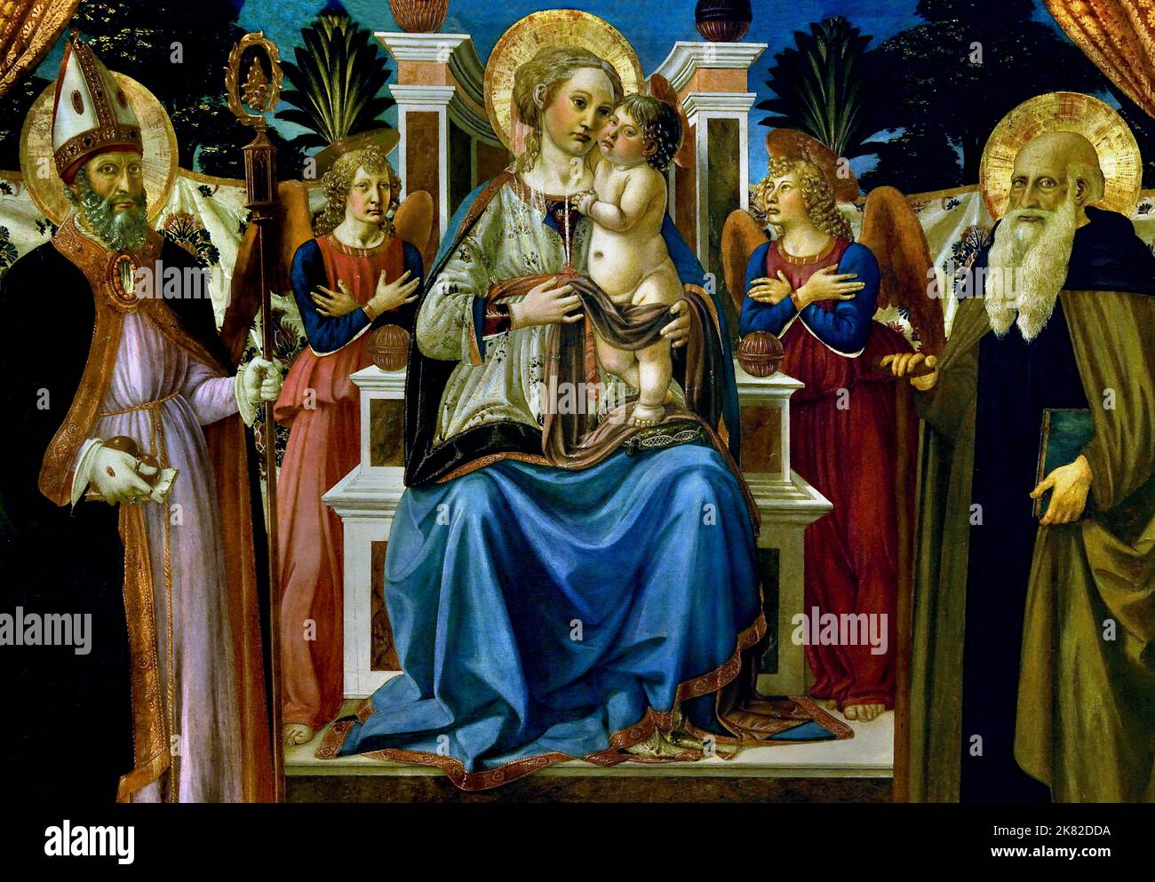 Madonna and Child Enthroned with Angels , St Nicholas and St Anthony ...