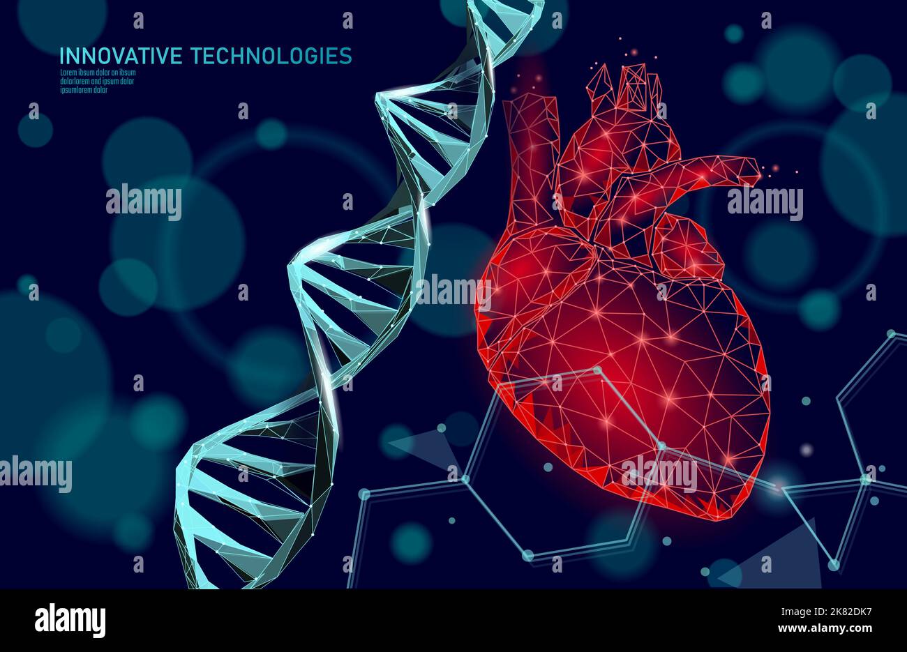 Total healthy heart beats 3d medicine low poly concept. Triangle red ...