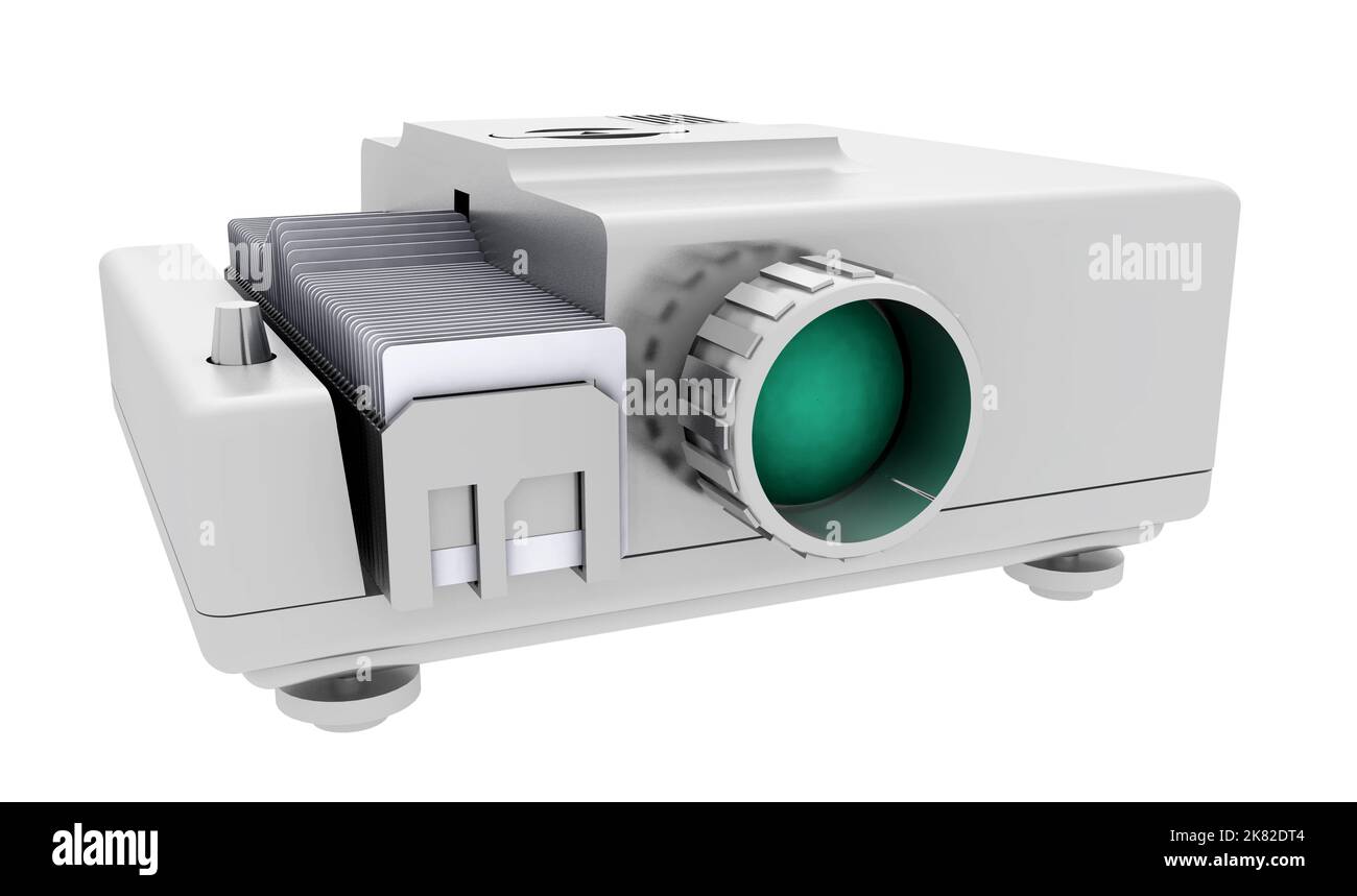 Slide projector isolated on white background Stock Photo - Alamy
