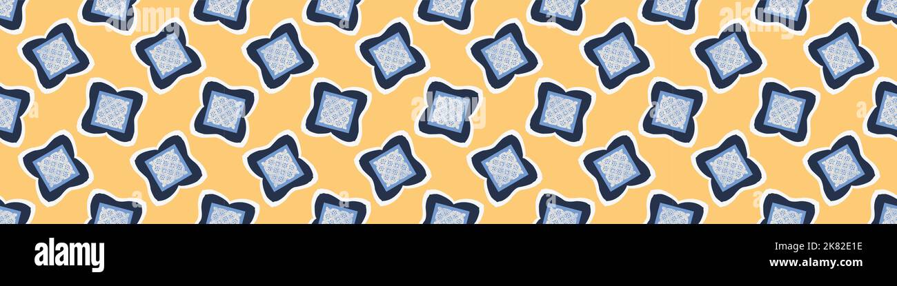 Hand drawn retro block print seamless border. Vector vintage design for ...