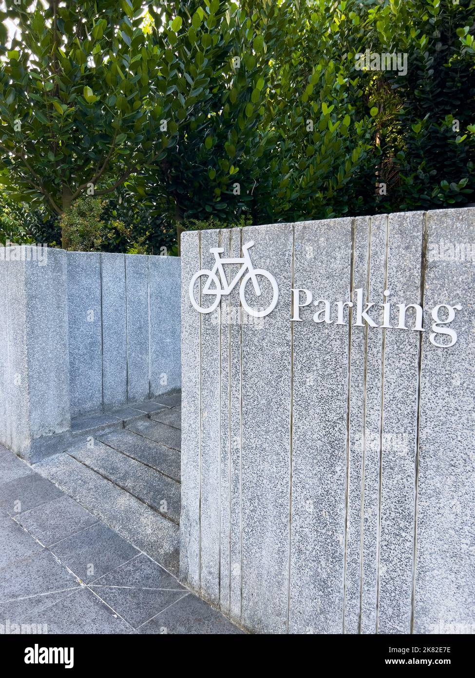 Design of a bicycle parking outdoor space spot with the greenery trees ...