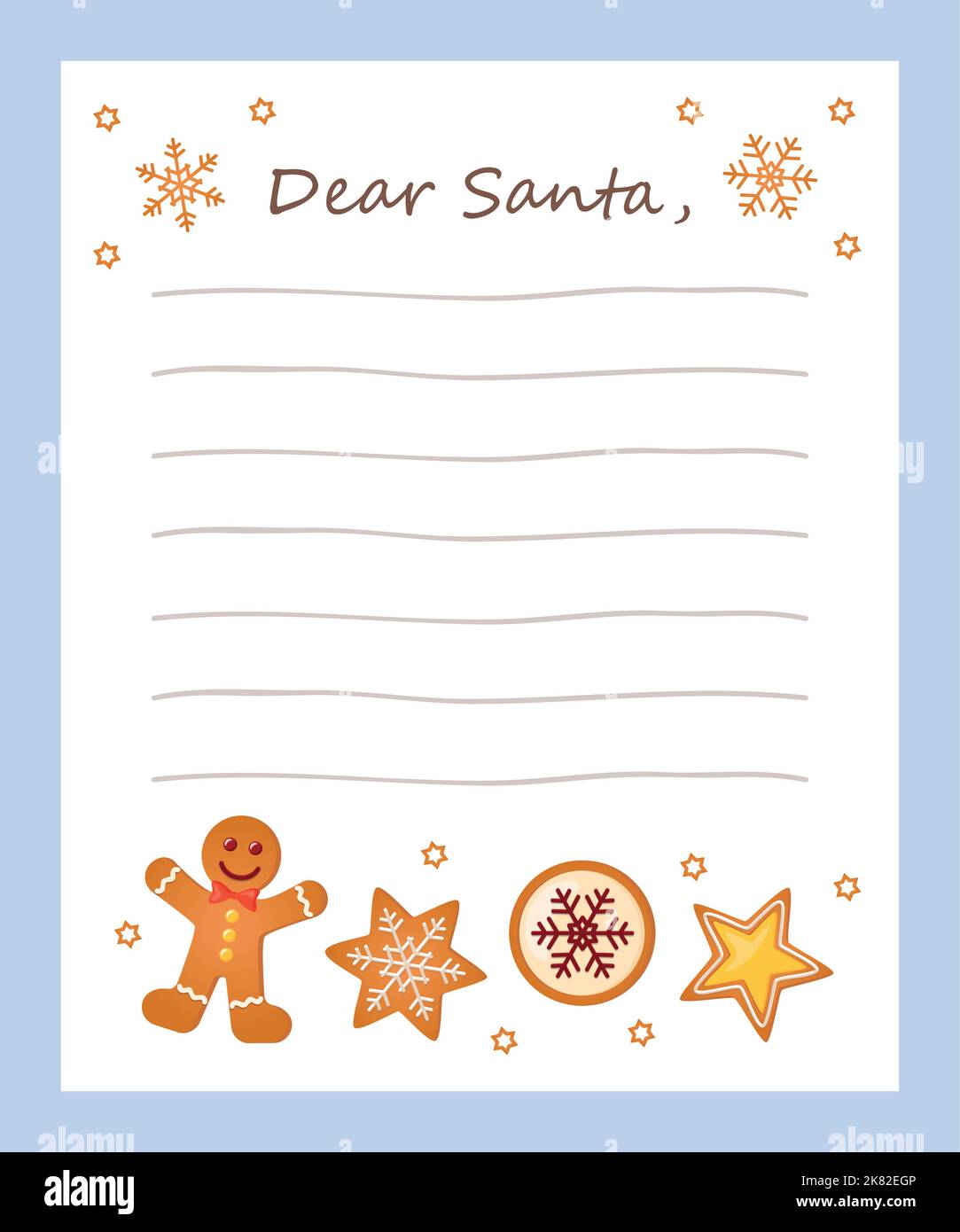 christmas wish list letter to santa claus for kids Stock Vector Image ...