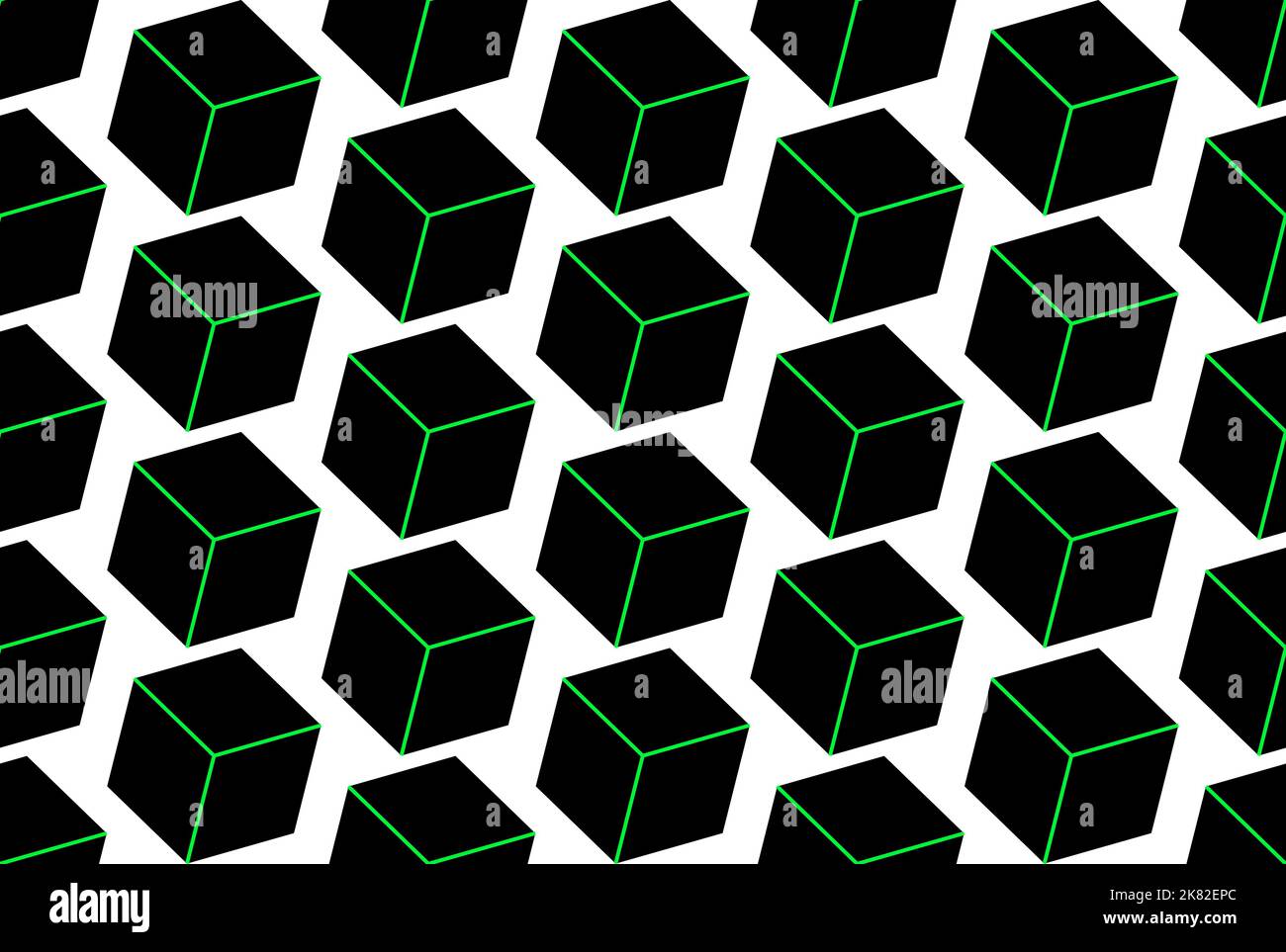 seamless vector pattern made of black cubes with glowing edges Stock ...