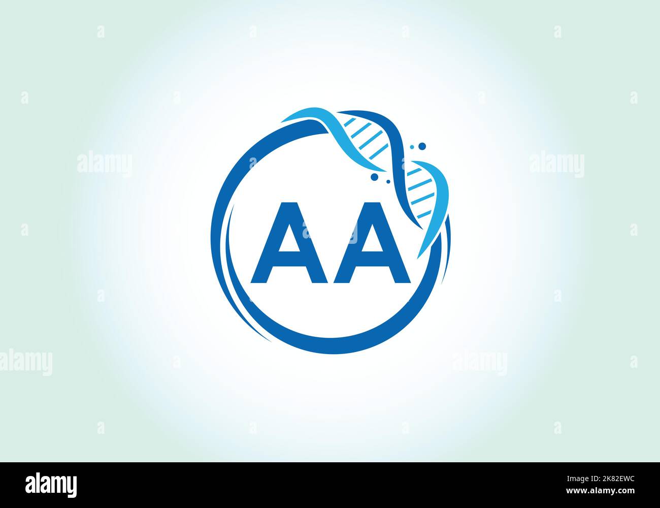 Letter AA monogram alphabet in a circle with DNA. Genetics logo design ...