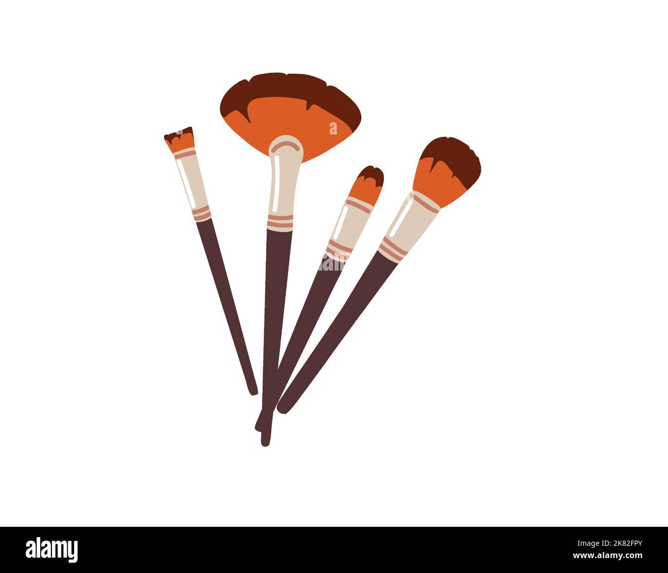 Cosmetic brushes set isolated on white background.Vector cartoon ...