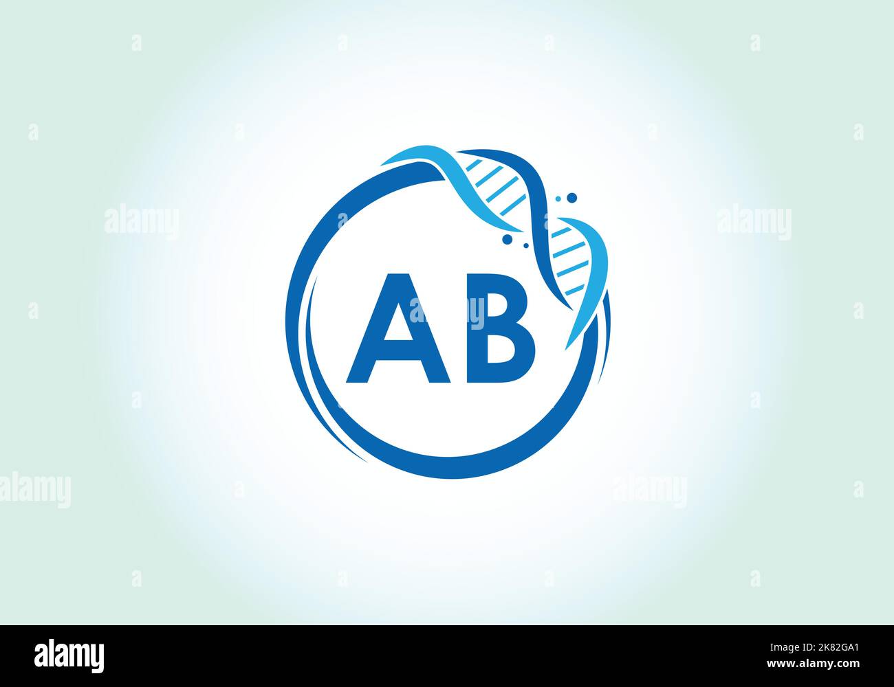 Letter AB monogram alphabet in a circle with DNA. Genetics logo design ...