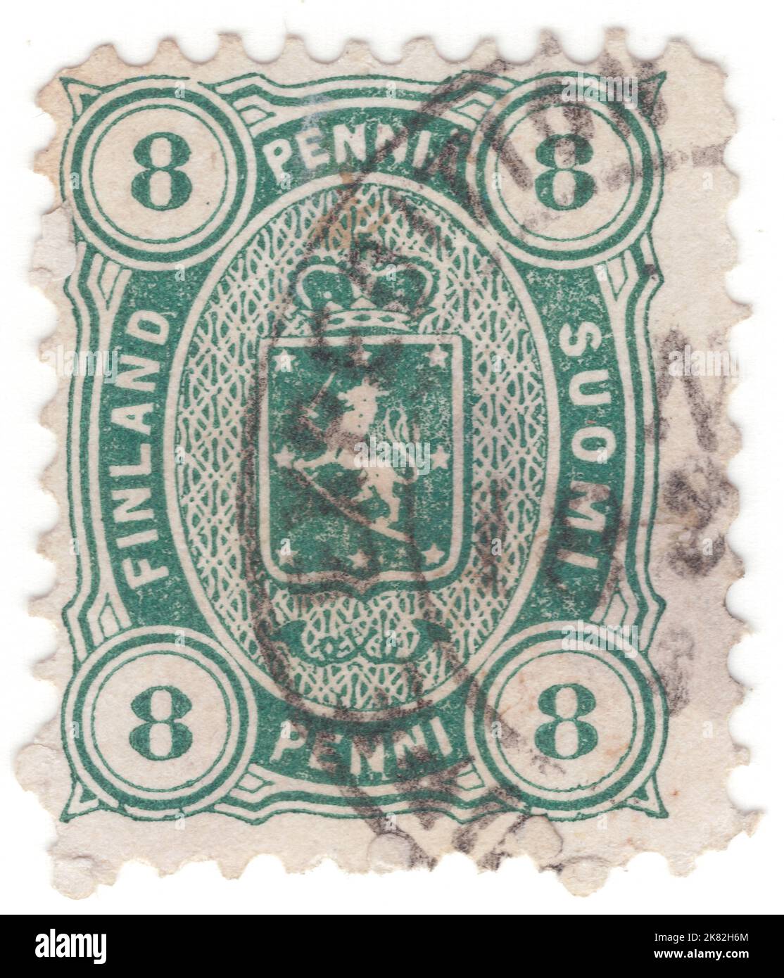 FINLAND - 1875: An 5 penni orange postage stamp depicting Coat of Arms ...