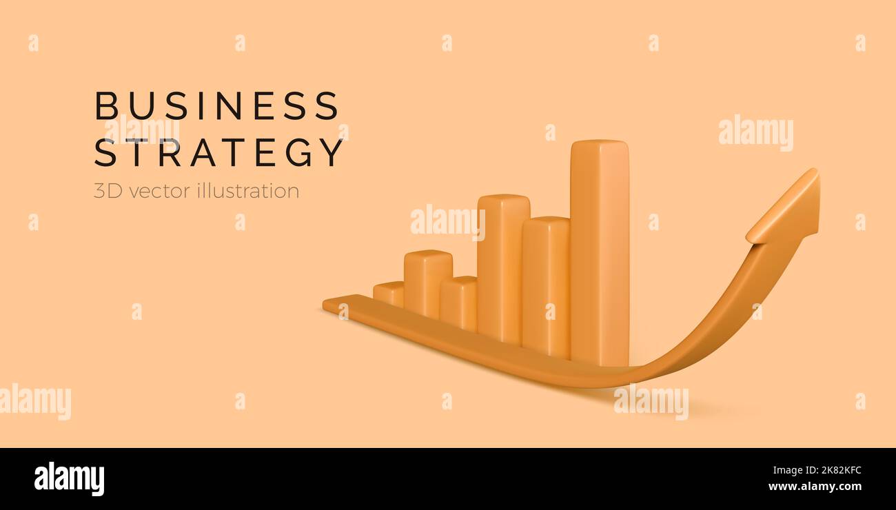 Profit growth chart in orange colors. Statistic and data analysis. Business strategy concept ...