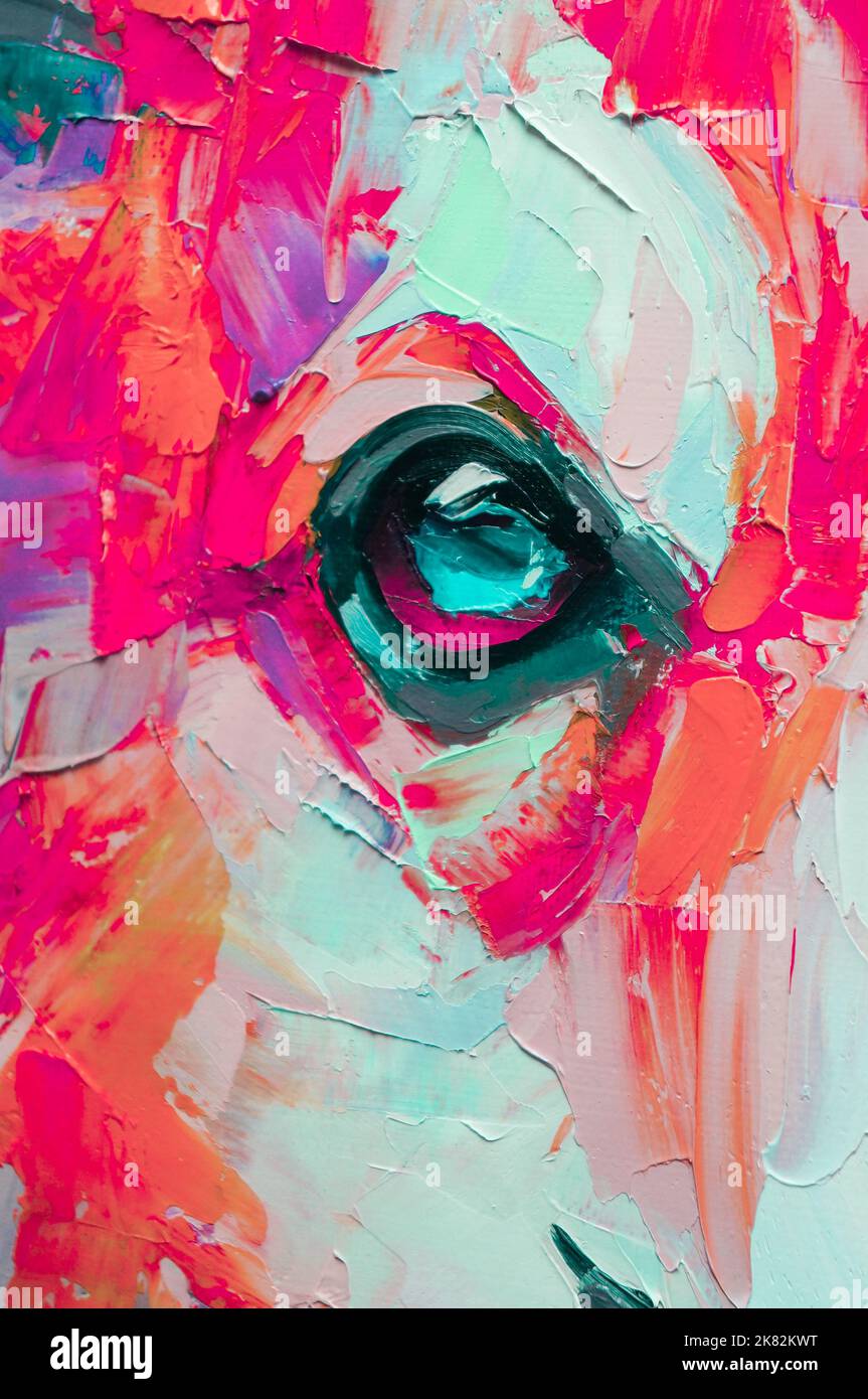 Animal painting big eyes close up for decoration and interior, canvas ...