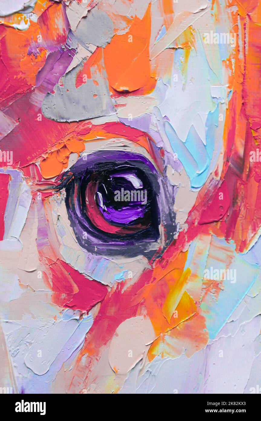 Animal painting big eyes close up for decoration and interior, canvas ...