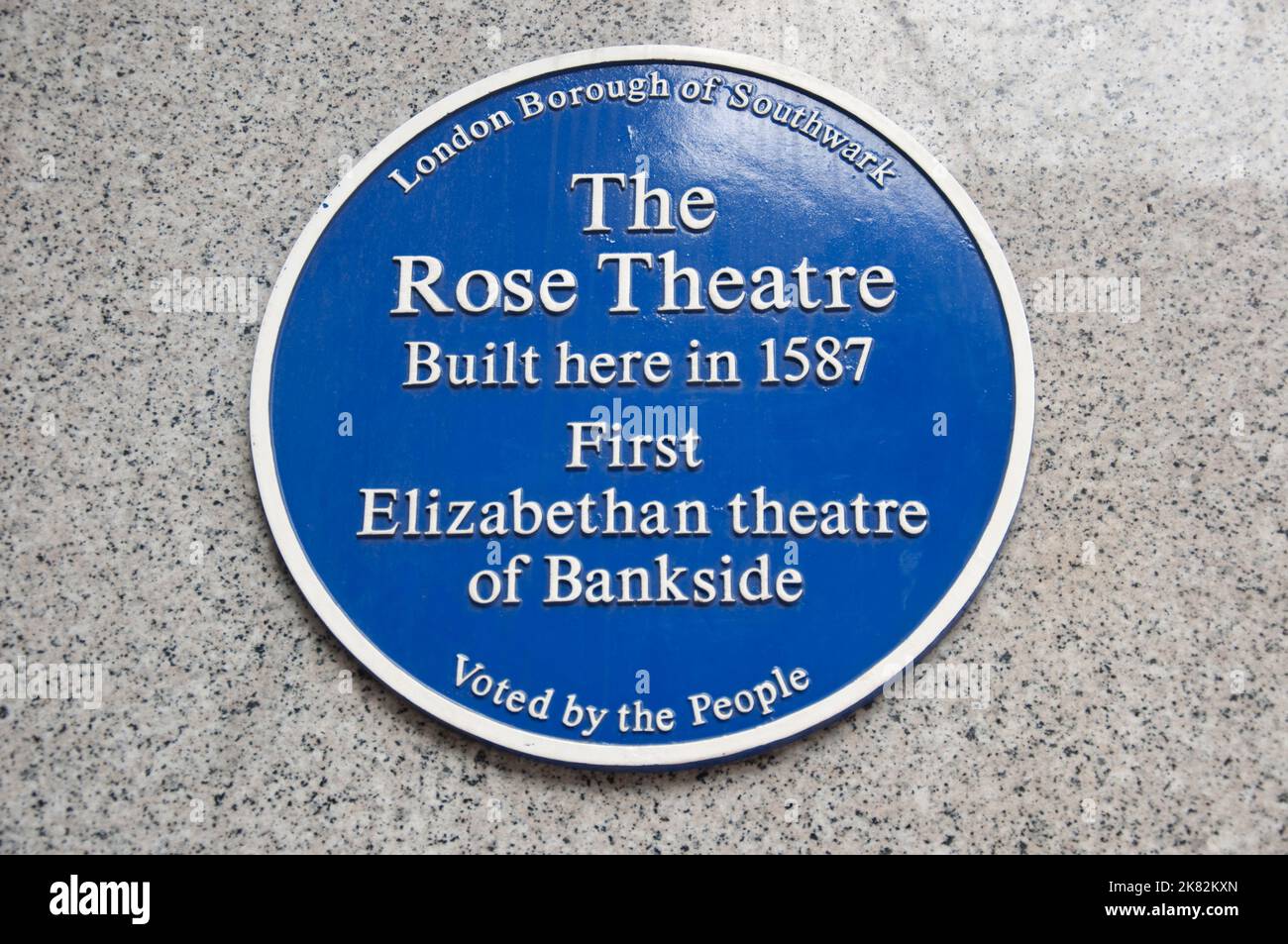 Plaque showing the site of the original Rose Theatre, the first ...