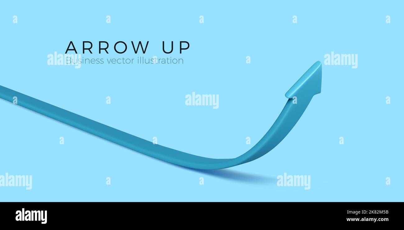 3D Arrow Up. Render of cartoon arrow rise in blue business color ...