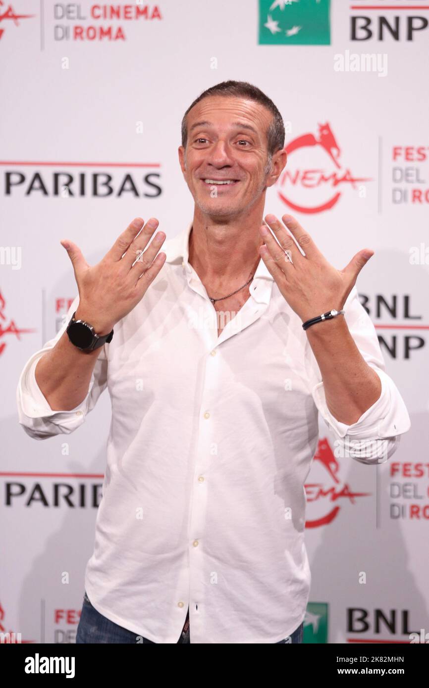 Salvo Ficarra poses for the photocall of the movie "La stranezza" at the opening of Rome Film ...