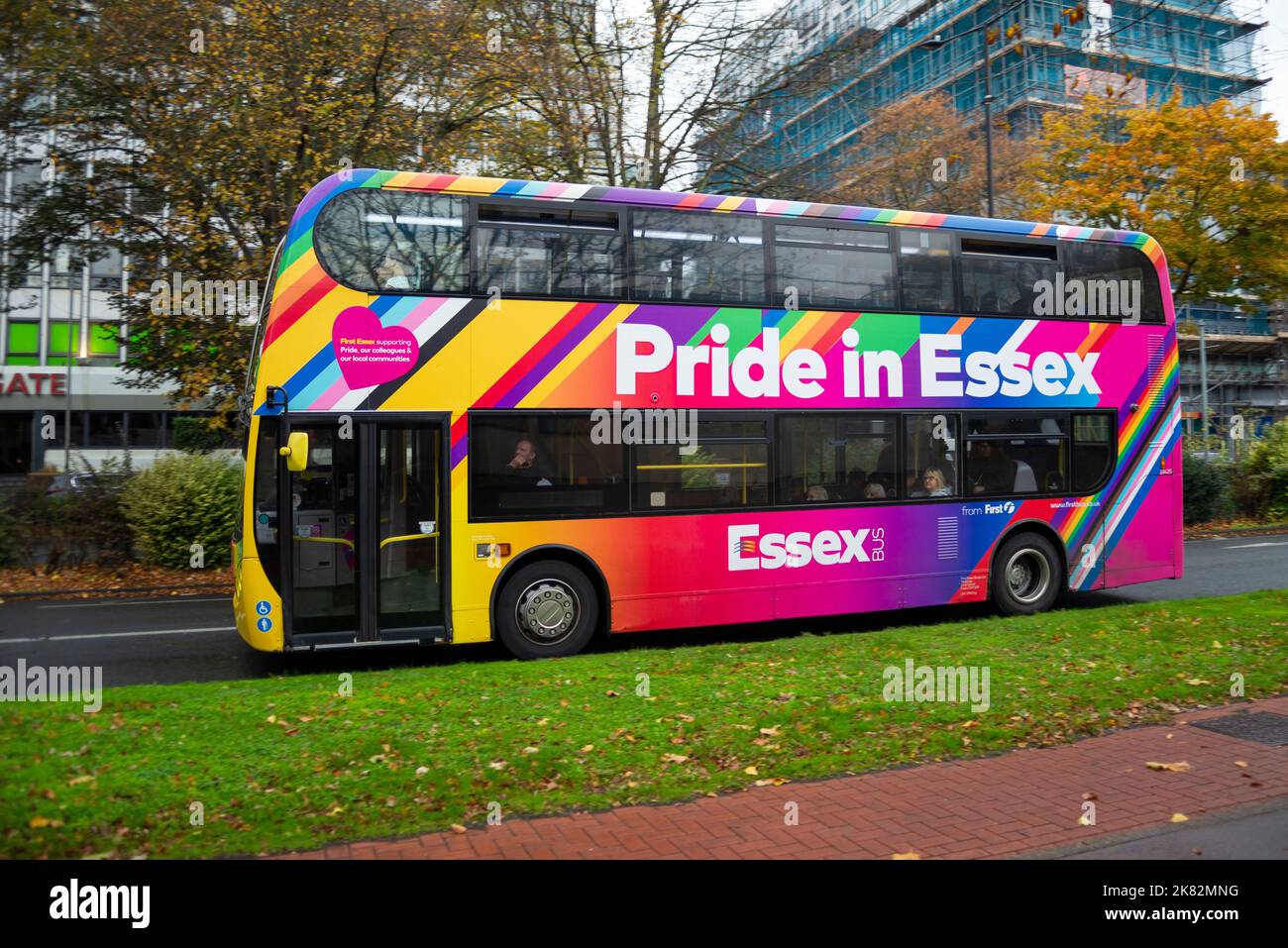 First Essex Bus Decorated In Rainbow Colours And Titled Pride In Essex Serving A Route In