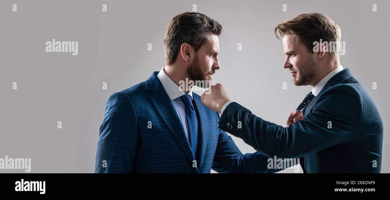 Man face portrait, banner with copy space. disrespect and contradiction ...