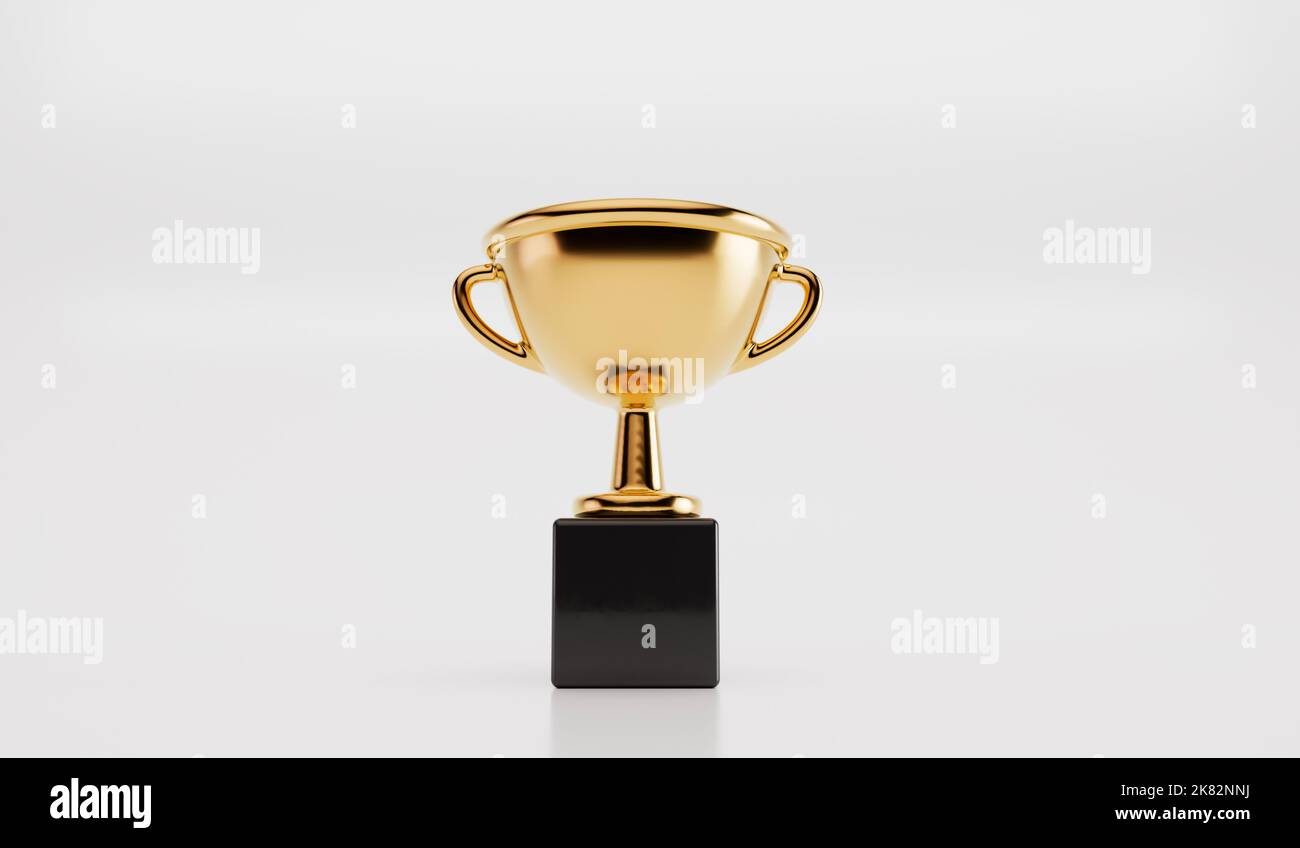 Gold winners trophy isolated on a plain background. competition award ...