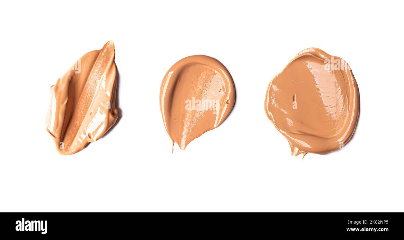 Three tone cream smear swatches isolated on white background. Beige ...