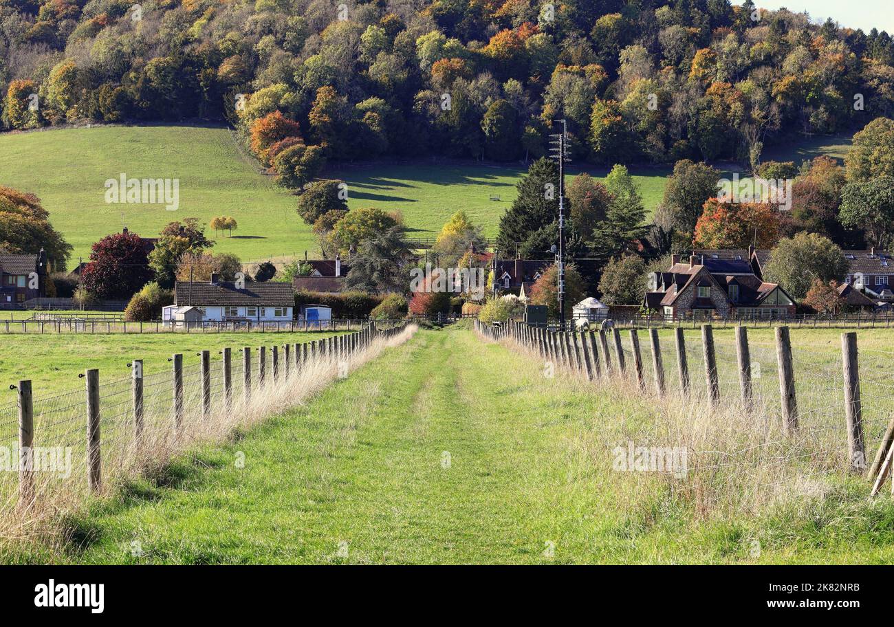 An English Rural Landscape with path through field in the Chiltern ...