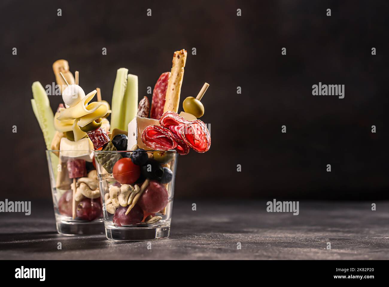Jarcuterie in a glass, the modern version of charcuterie, image with ...
