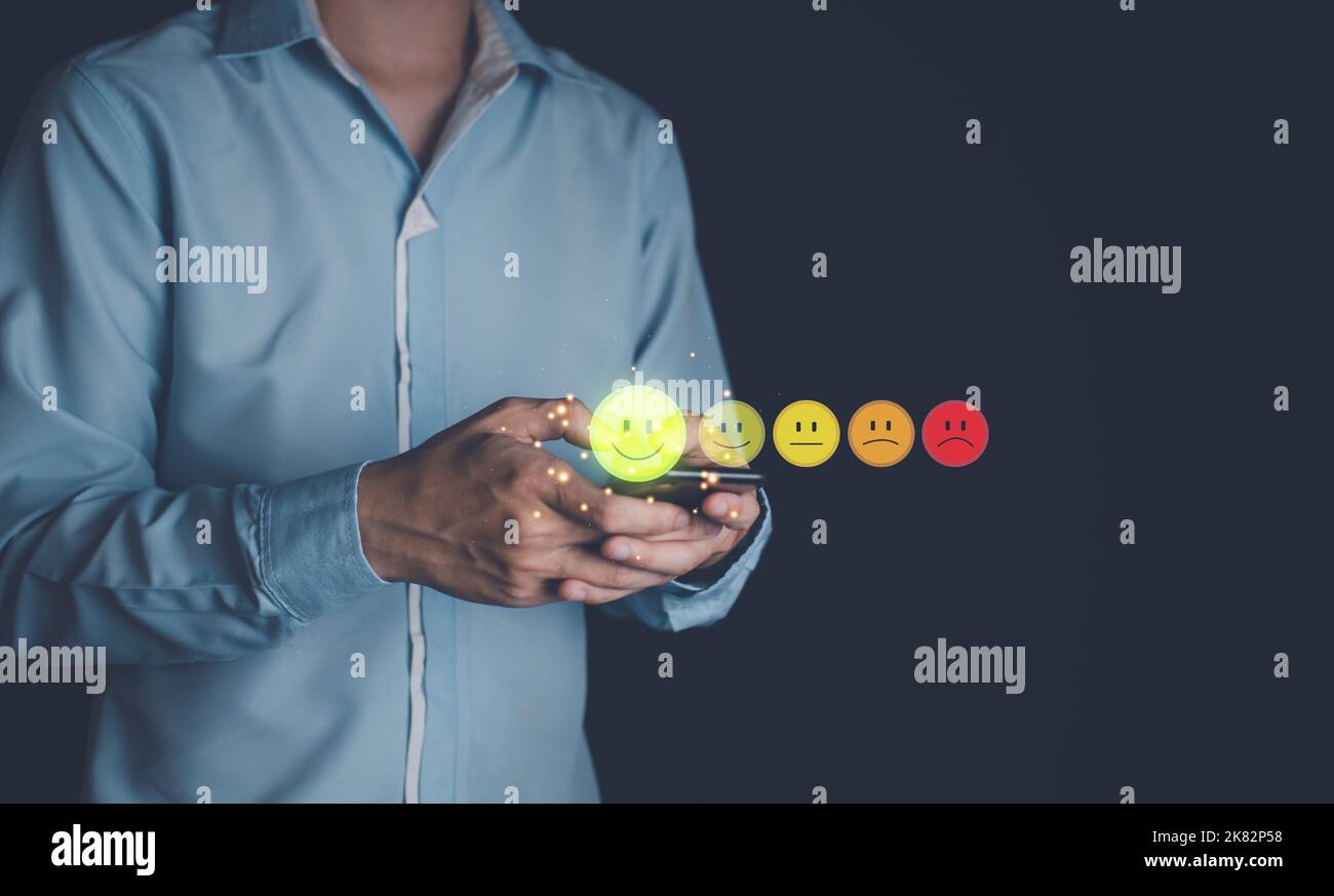 Customer reviews smiling face. Customer service evaluation and ...