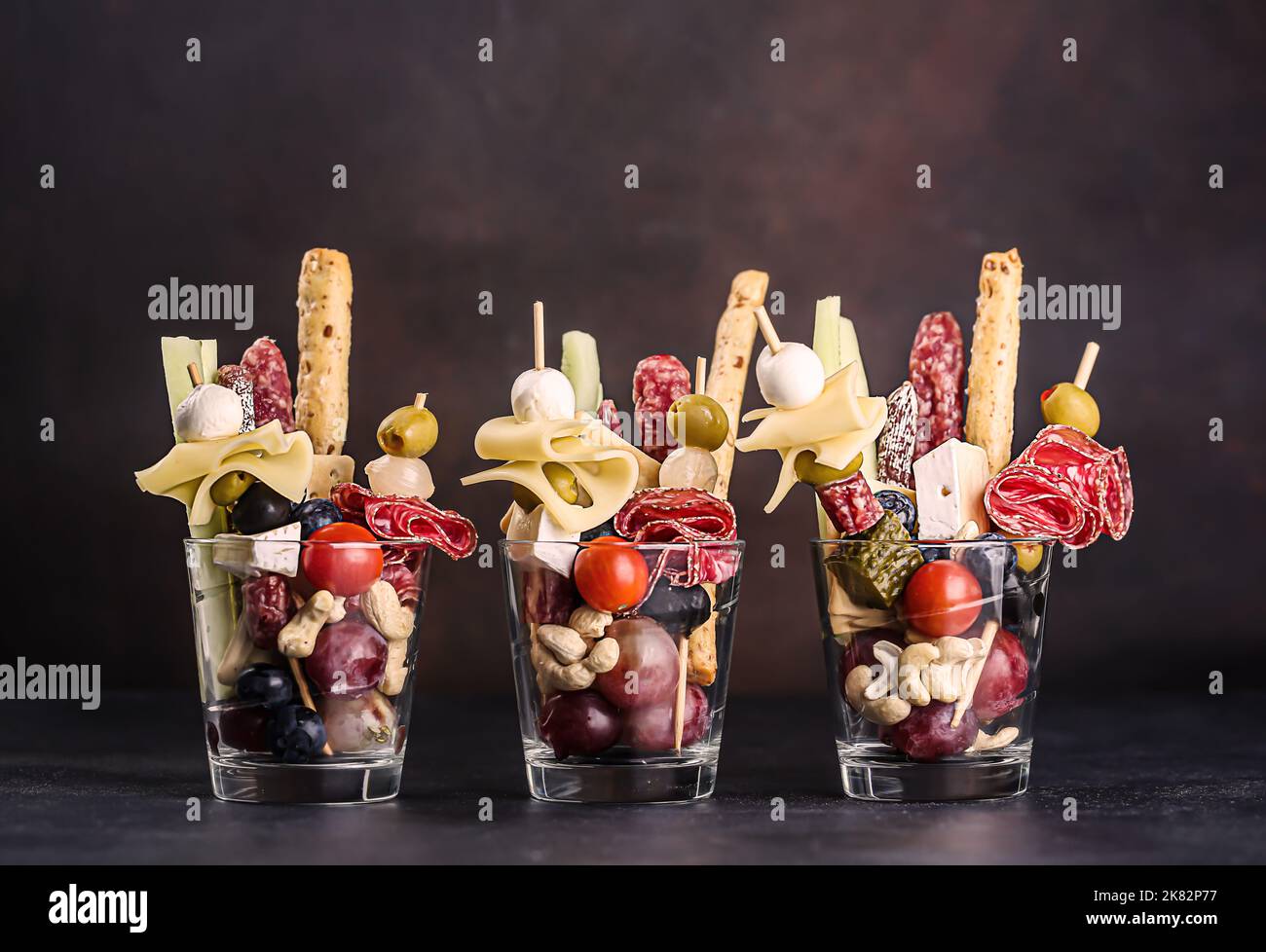 Jarcuterie in a glass, the modern version of charcuterie. includes ...