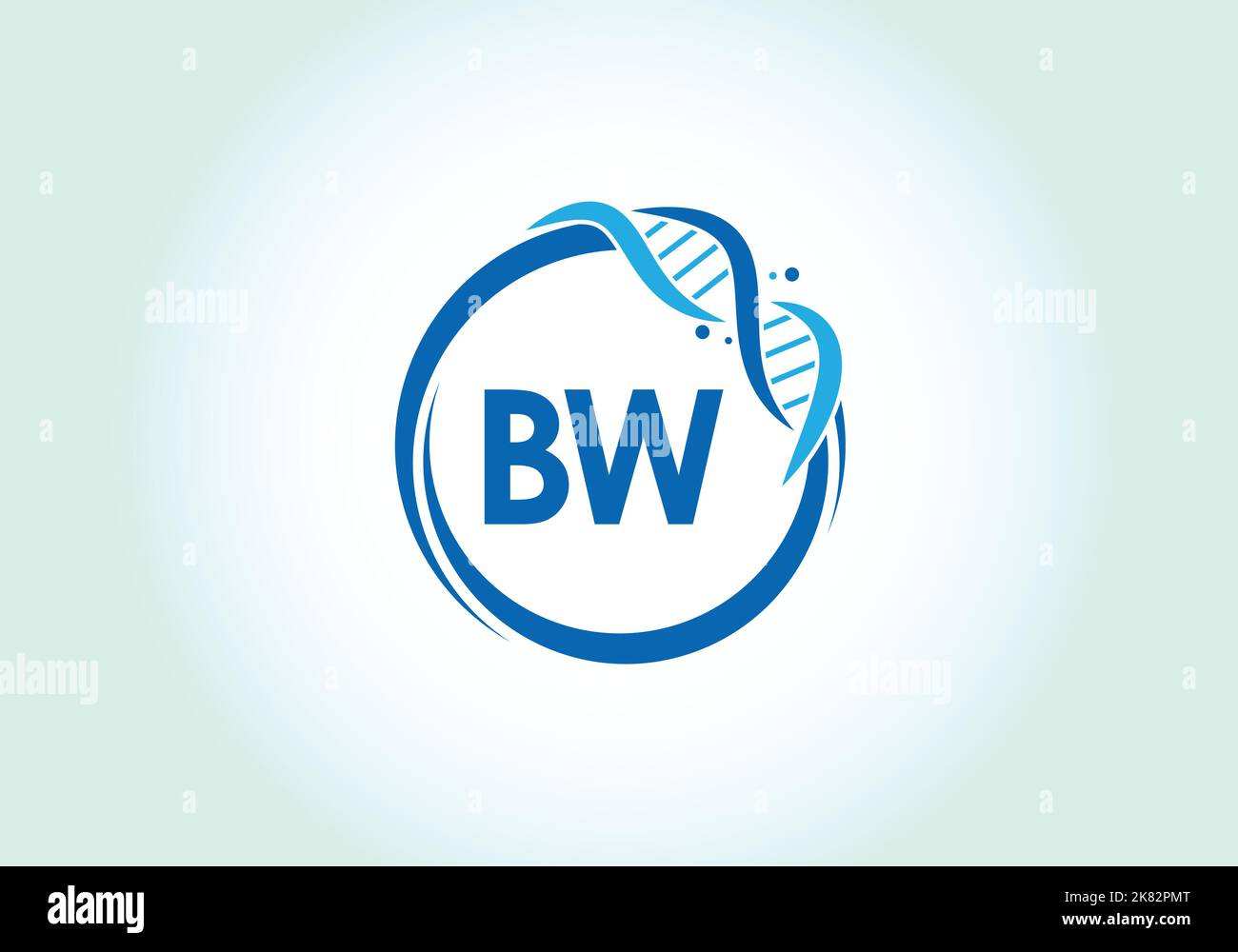 Letter BW monogram alphabet in a circle with DNA. Genetics logo design ...