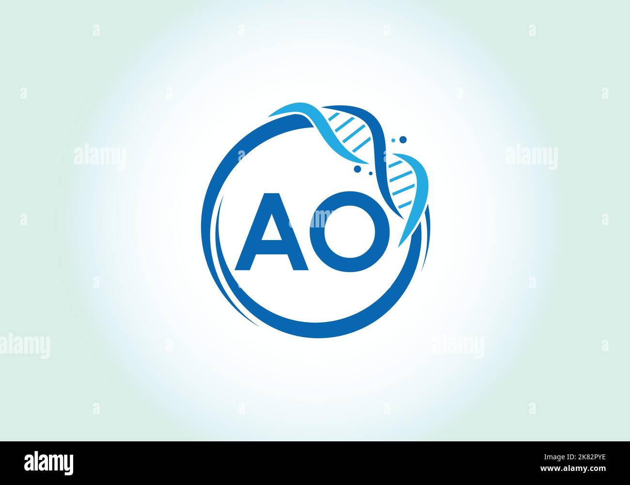 Letter AO monogram alphabet in a circle with DNA. Genetics logo design ...