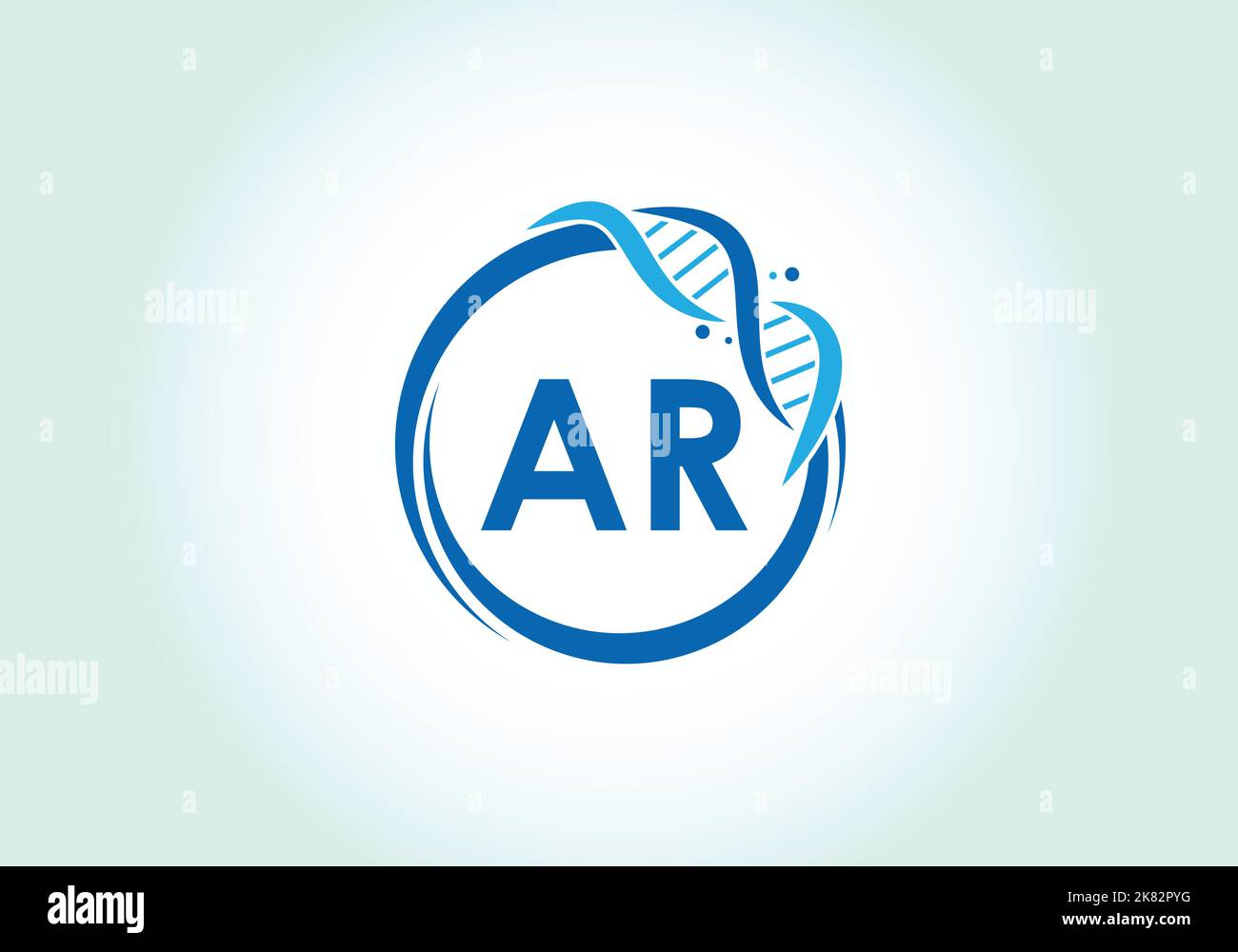 Letter AR monogram alphabet in a circle with DNA. Genetics logo design ...