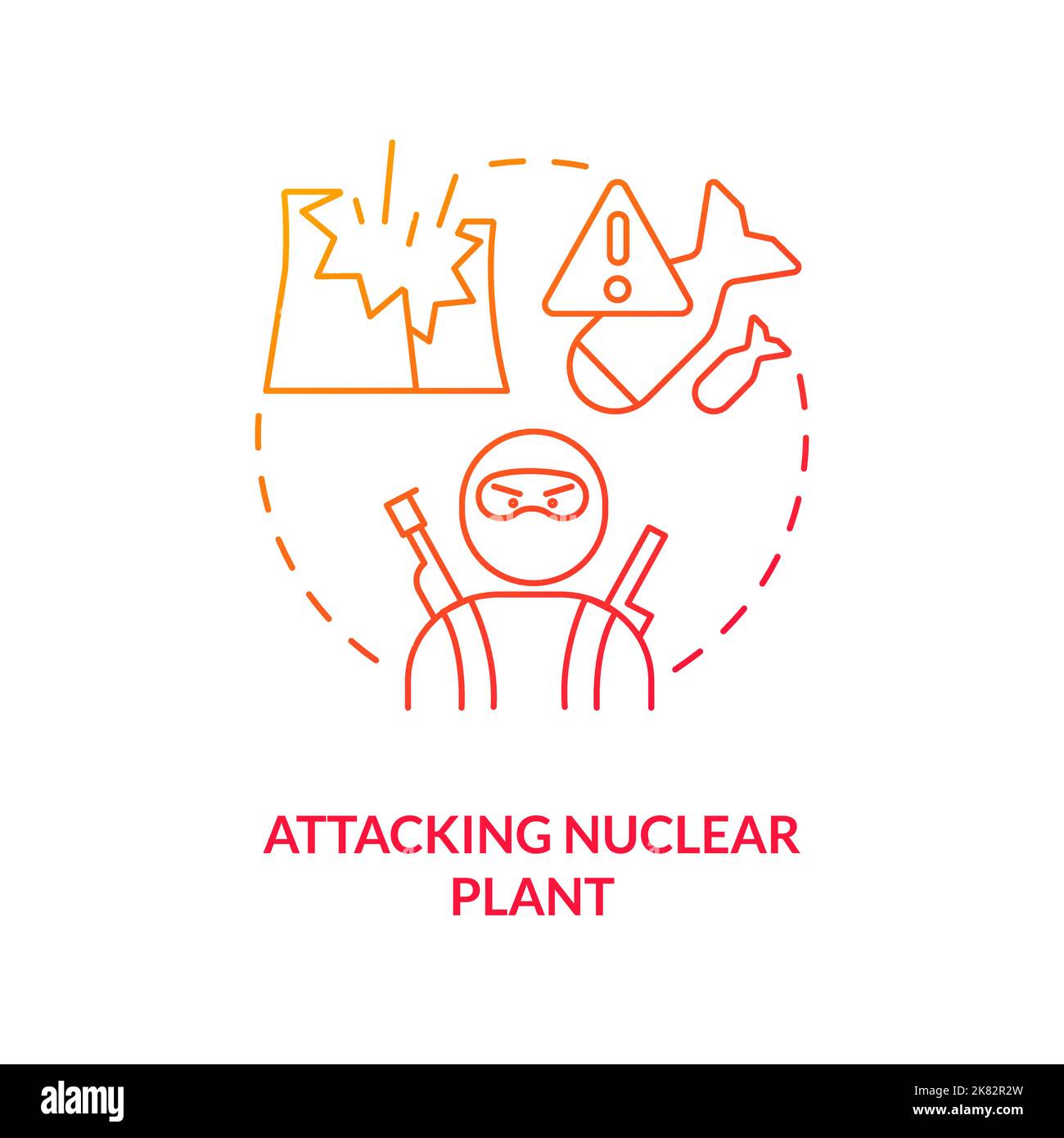 Attacking nuclear plant red gradient concept icon Stock Vector Image ...