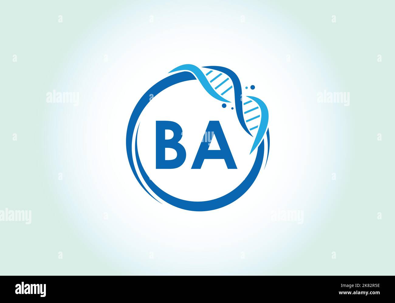Letter BA monogram alphabet in a circle with DNA. Genetics logo design ...