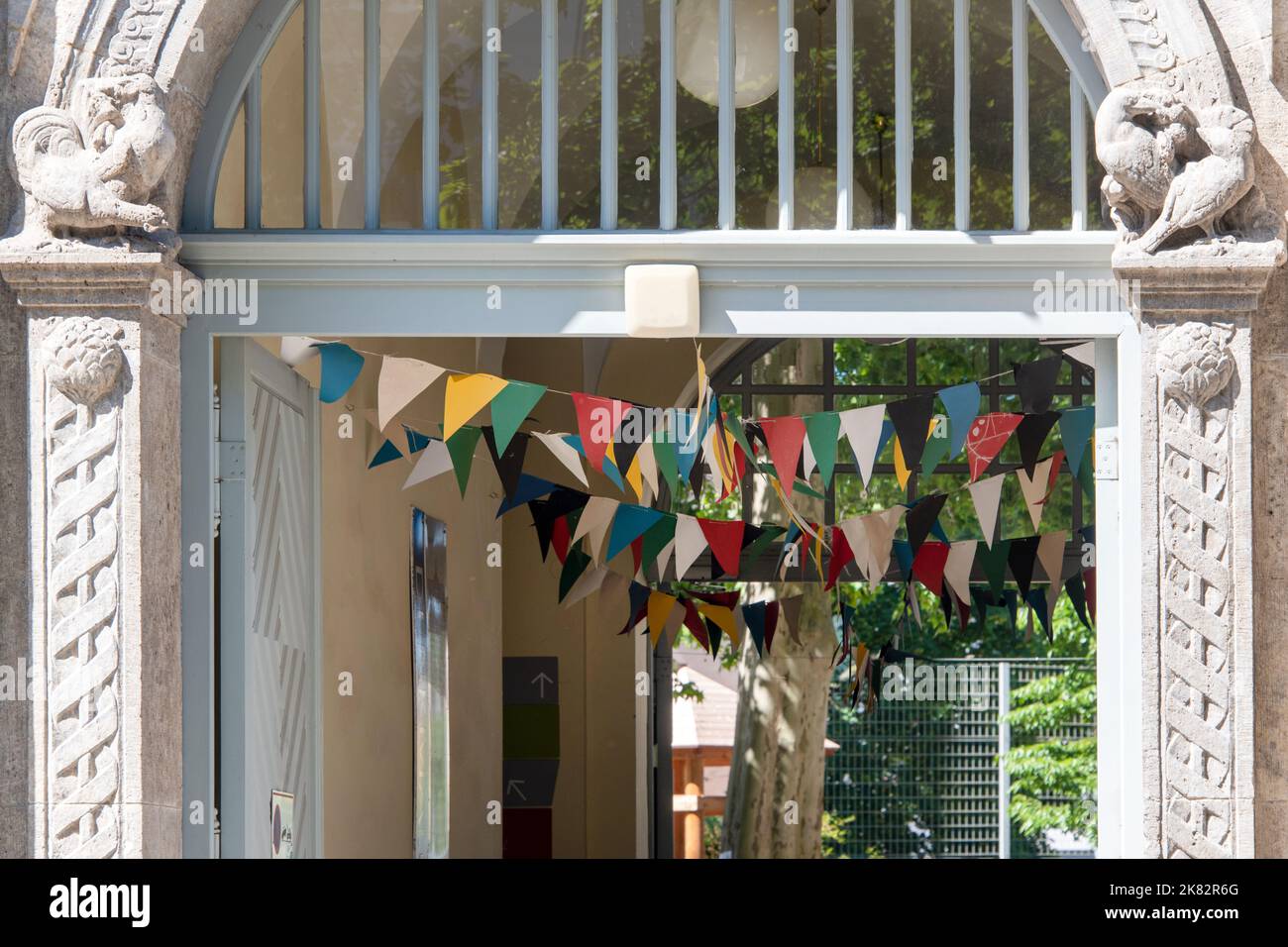 Fair bunting flags, festival event, summer holiday farm feast, carnival ...