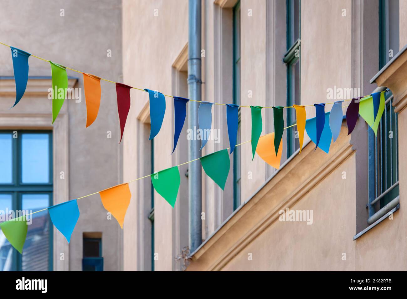 Fair bunting flags, festival event, summer holiday farm feast, carnival ...