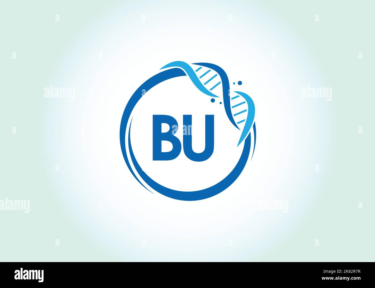 Letter BU monogram alphabet in a circle with DNA. Genetics logo design ...