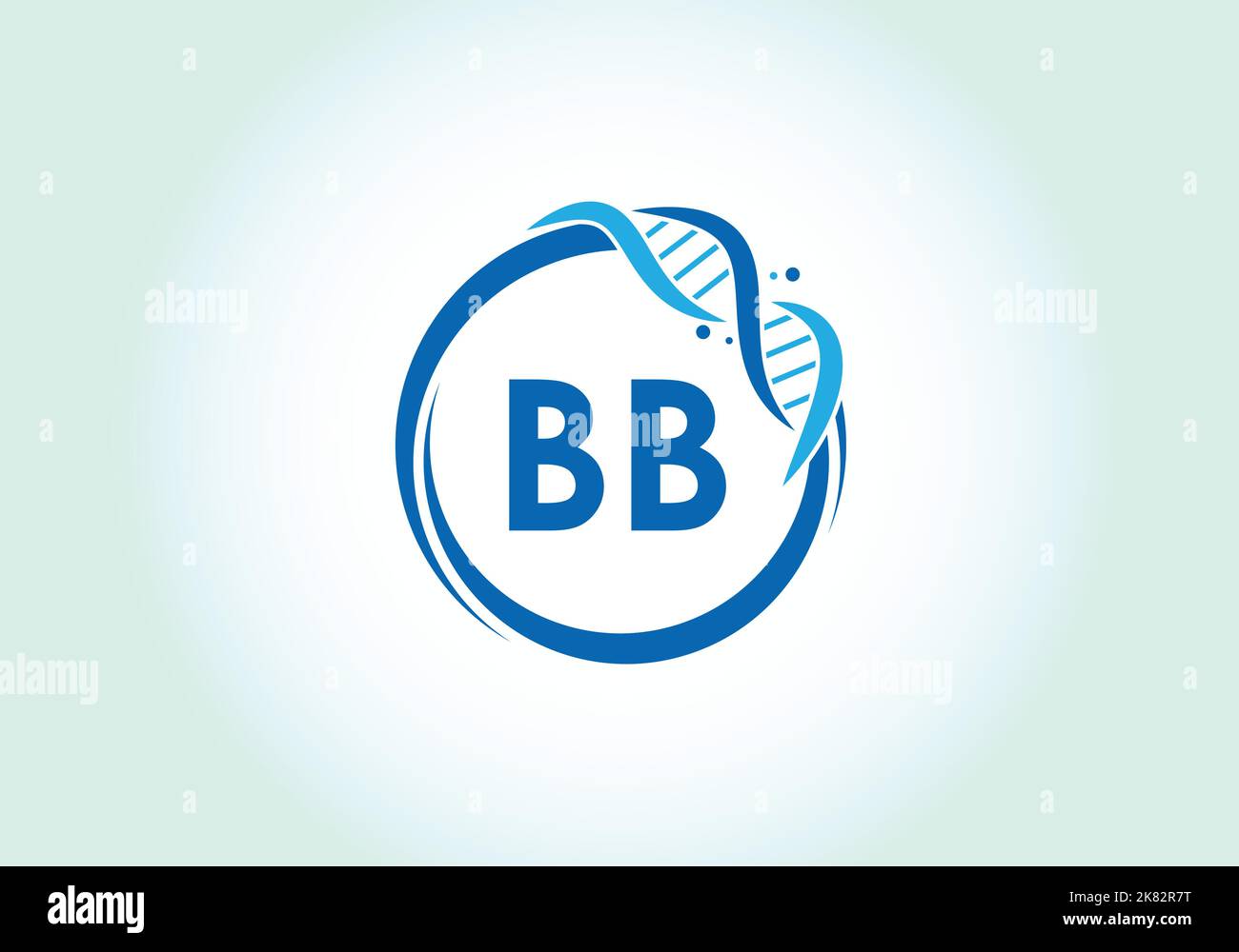 Letter BB monogram alphabet in a circle with DNA. Genetics logo design ...