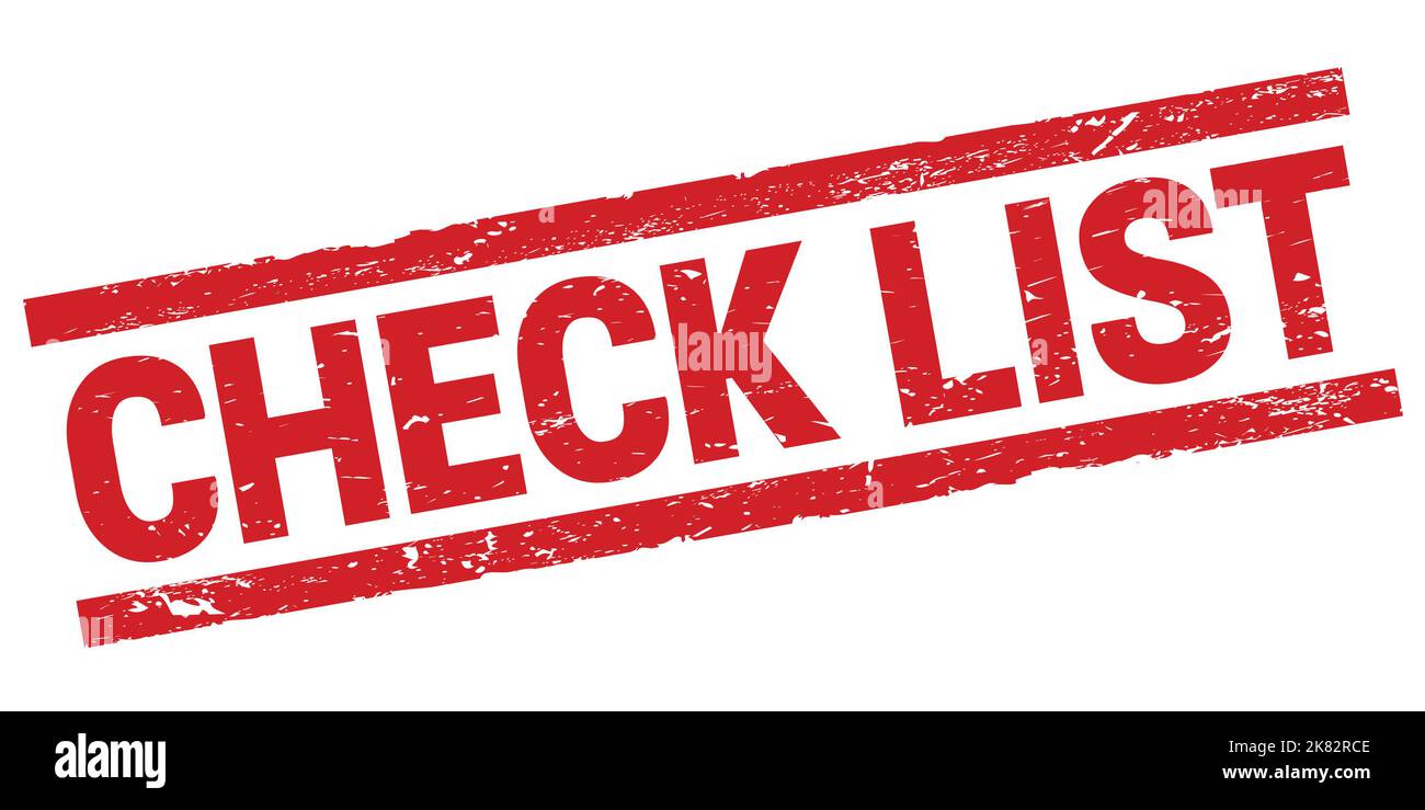 CHECK LIST text written on red rectangle stamp sign Stock Photo - Alamy