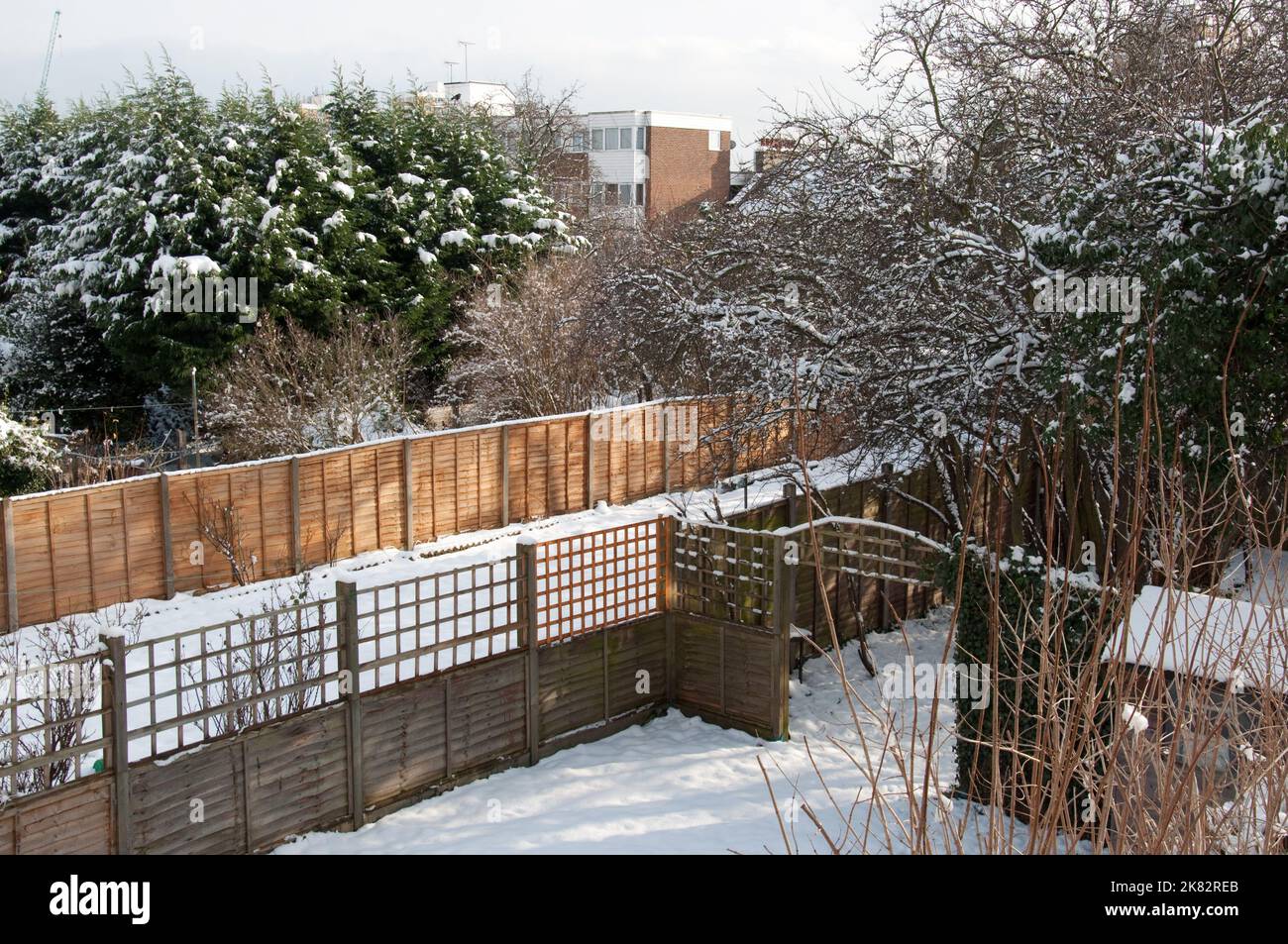 Snow in London back gardens, London, UK Stock Photo - Alamy