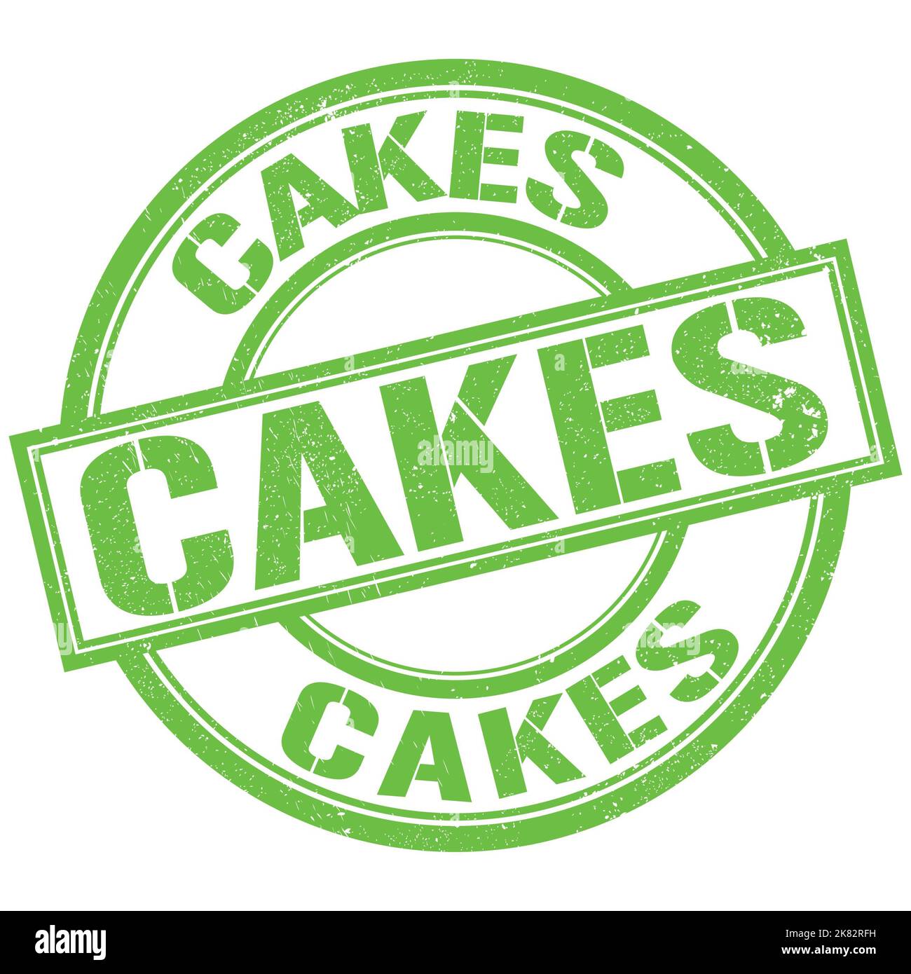 CAKES text written on green round stamp sign Stock Photo - Alamy