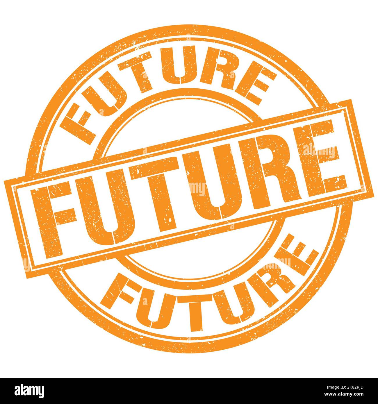 FUTURE text written on orange round stamp sign Stock Photo - Alamy