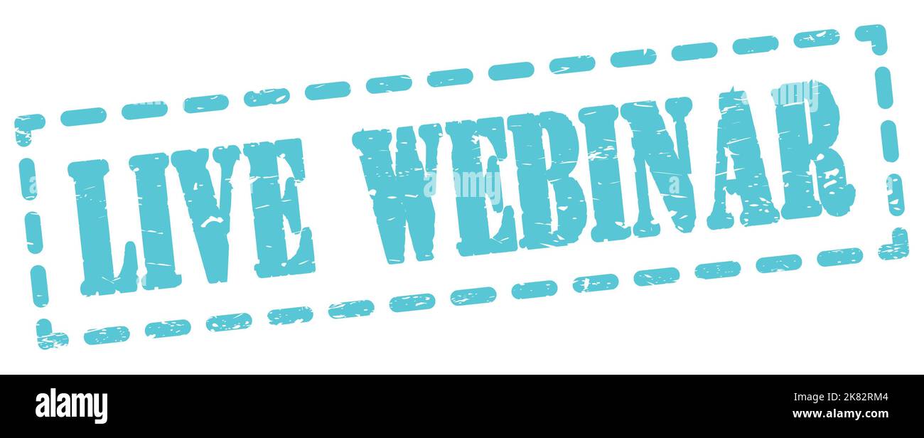 LIVE WEBINAR text written on blue dash stamp sign Stock Photo - Alamy
