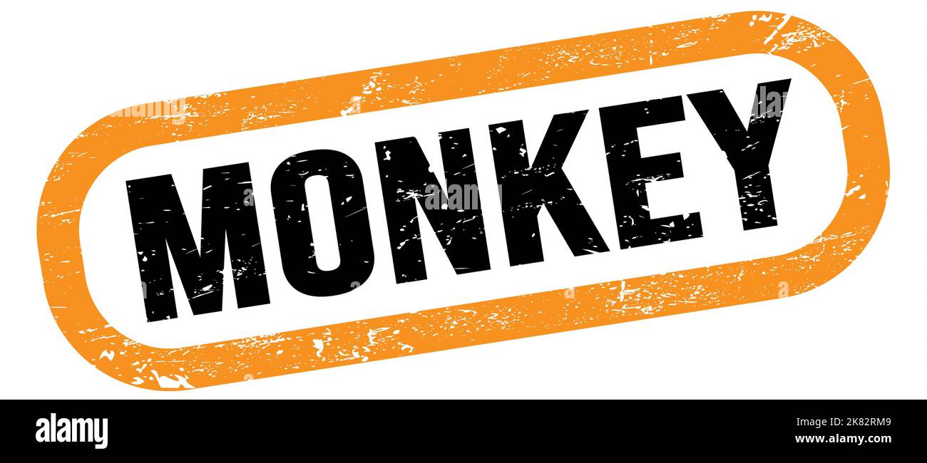 MONKEY, text on orange-black rectangle stamp sign Stock Photo - Alamy