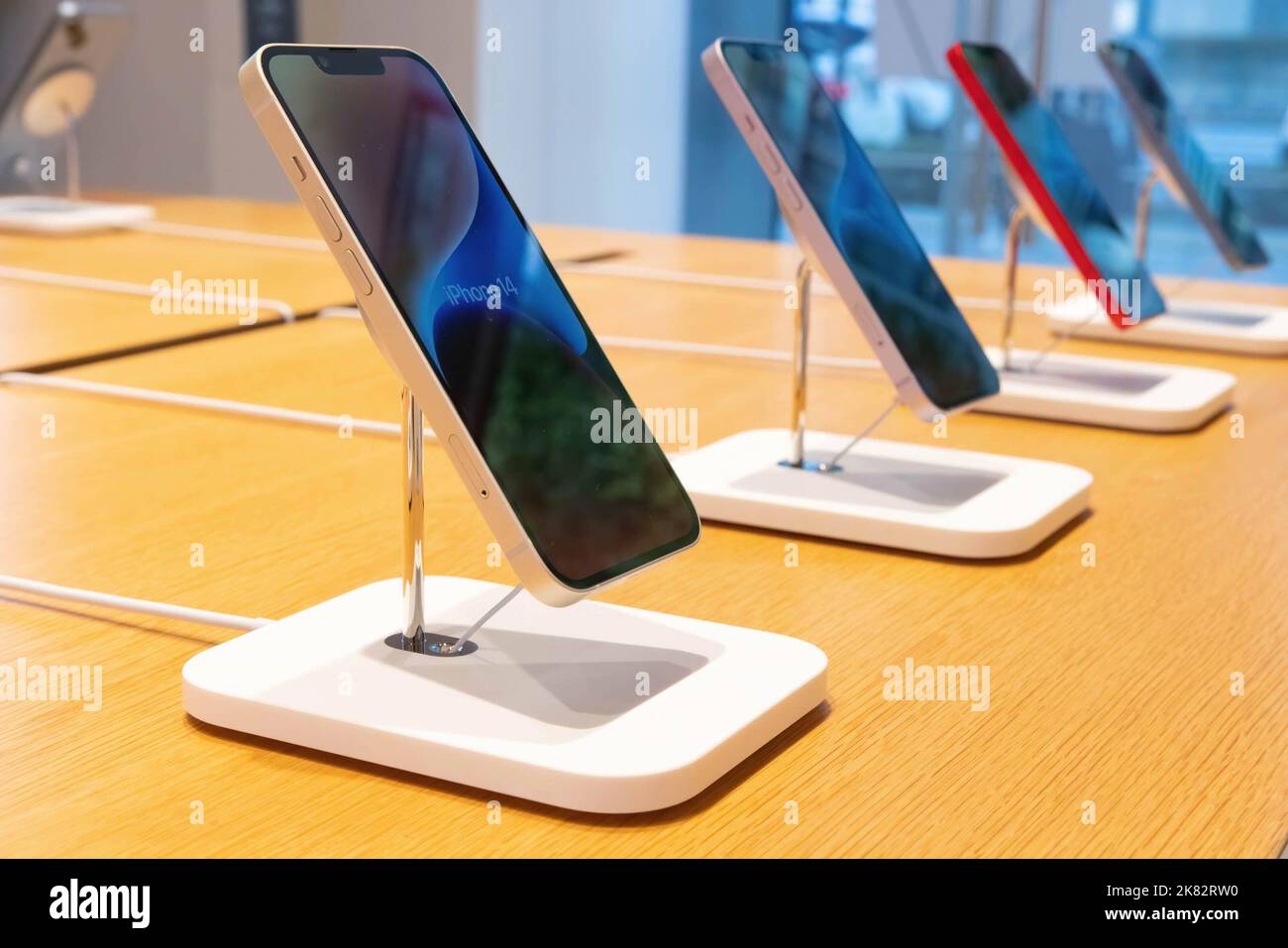 iPhone 14 on display inside Apple store in Marunouchi, Tokyo Stock ...