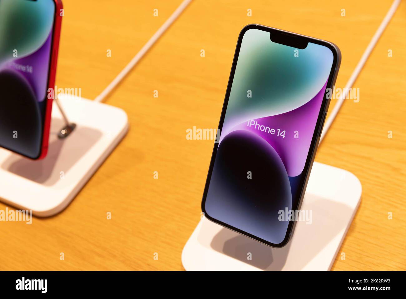 iPhone 14 on display inside Apple store in Marunouchi, Tokyo Stock ...