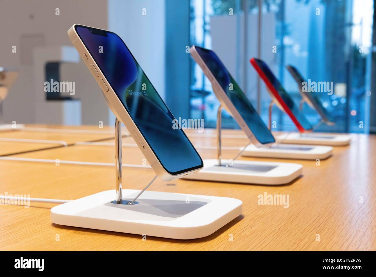 iPhone 14 on display inside Apple store in Marunouchi, Tokyo Stock ...