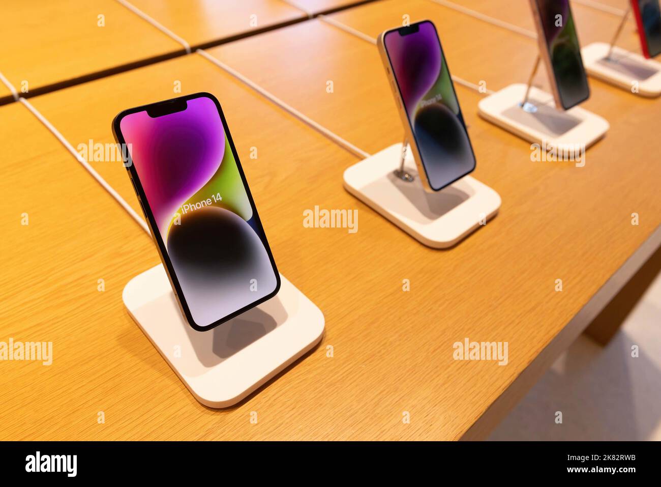 iPhone 14 on display inside Apple store in Marunouchi, Tokyo Stock ...